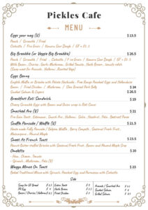 Menu - Pickles Cafe & Catering